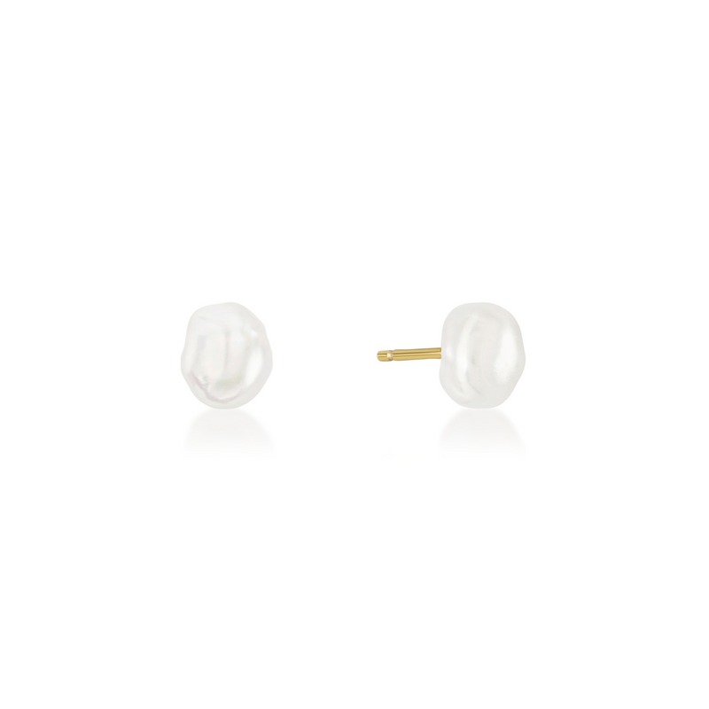 Mara Keshi Pearl Studs - Gold – Saint Valentine Jewellery